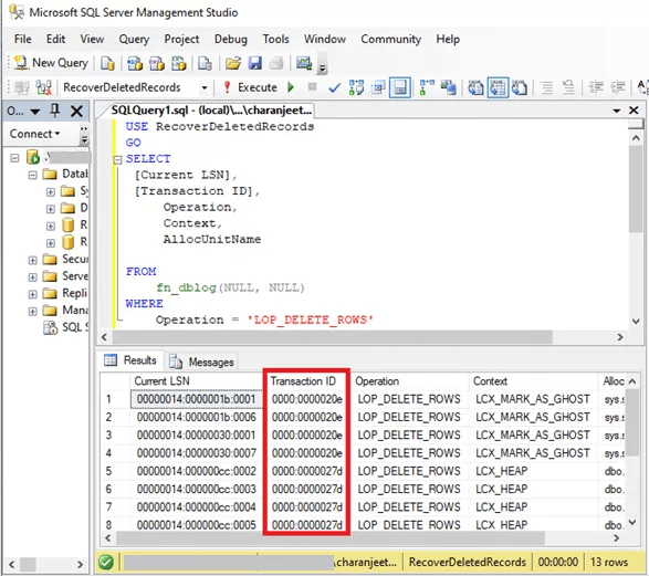 How To Recover Deleted Data From Microsoft SQL Server Management Studio 