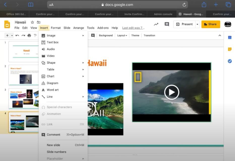 Ipad Guidance Of How To Add A Video To Google Slides
