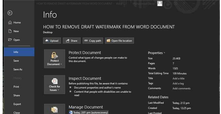 How To Remove Draft Watermark From Word Document Easily